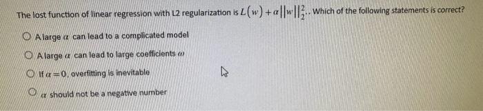Solved The lost function of linear regression with L2 | Chegg.com