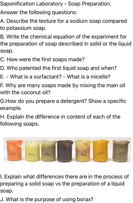 Solved Saponification Laboratory - Soap Preparation. Answer | Chegg.com