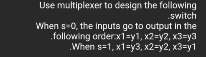Solved Use multiplexer to design the following .switch When | Chegg.com
