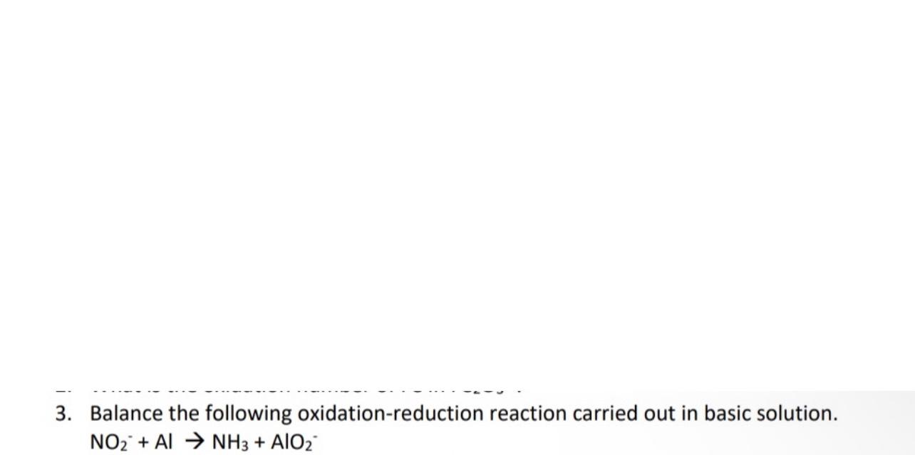 Solved Balance The Following Oxidation Reduction Reaction