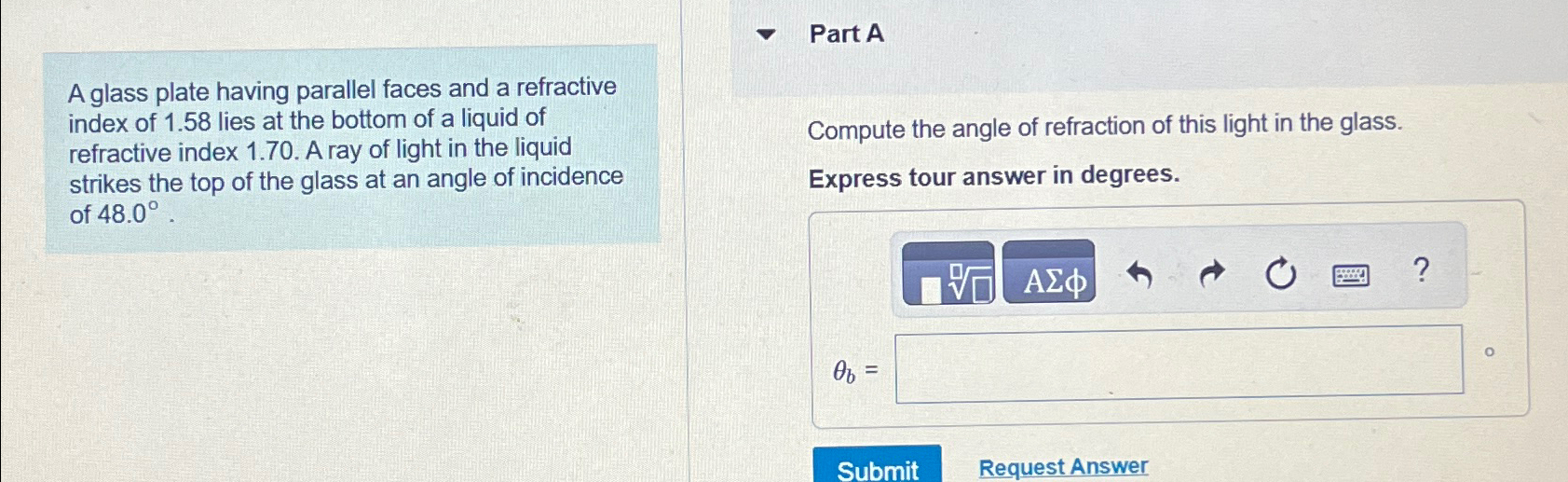 Solved A glass plate having parallel faces and a refractive | Chegg.com