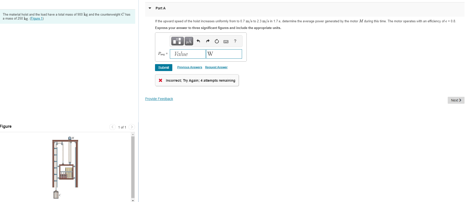 Solved The material hoist and the load have a total mass of | Chegg.com