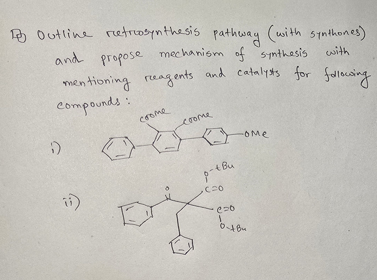 Solved D) ﻿Outline retrosynthesis pathway (with synthones) | Chegg.com