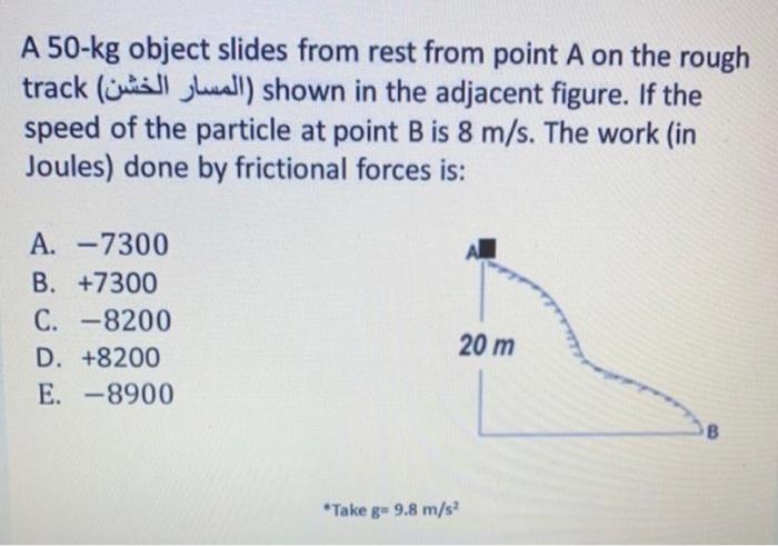 Solved A 50-kg object slides from rest from point A on the | Chegg.com