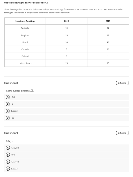 Solved Use the following to ﻿answer questions 8-12: The | Chegg.com