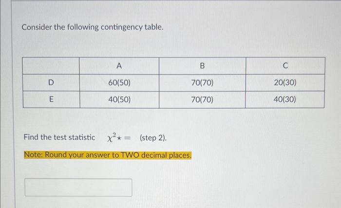 Solved Consider the following contingency table. Find the | Chegg.com