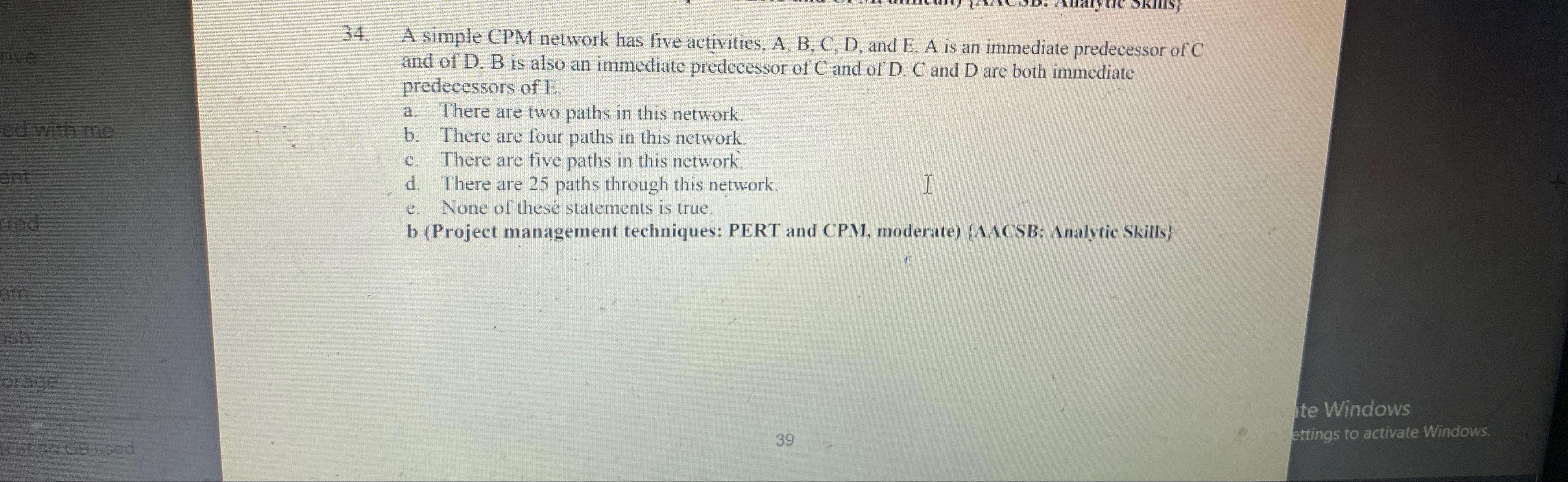 Solved A simple CPM network has five activities, A, ﻿B, ﻿C, | Chegg.com