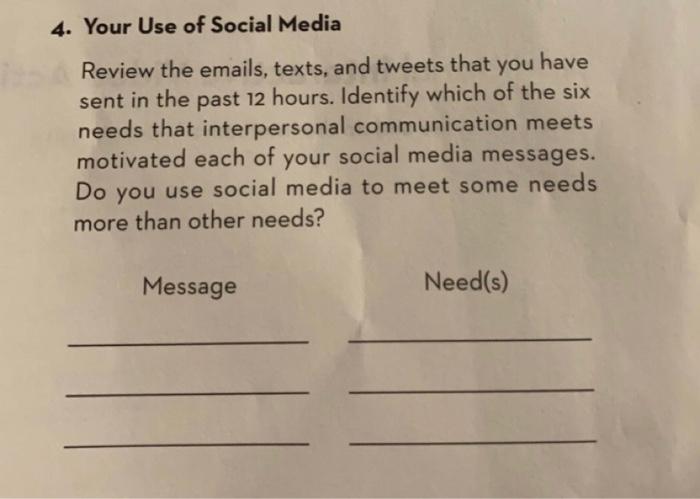 Solved 4. Your Use of Social Media Review the emails, texts, | Chegg.com