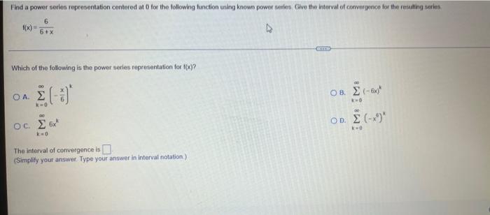 Solved Find a power series representation centered at 0 for | Chegg.com