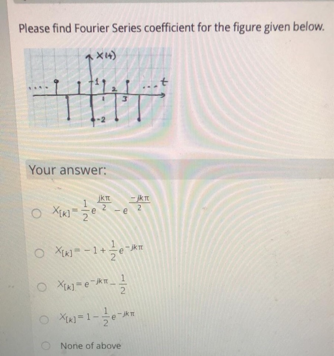 Solved Please find Fourier Series coefficient for the figure | Chegg.com
