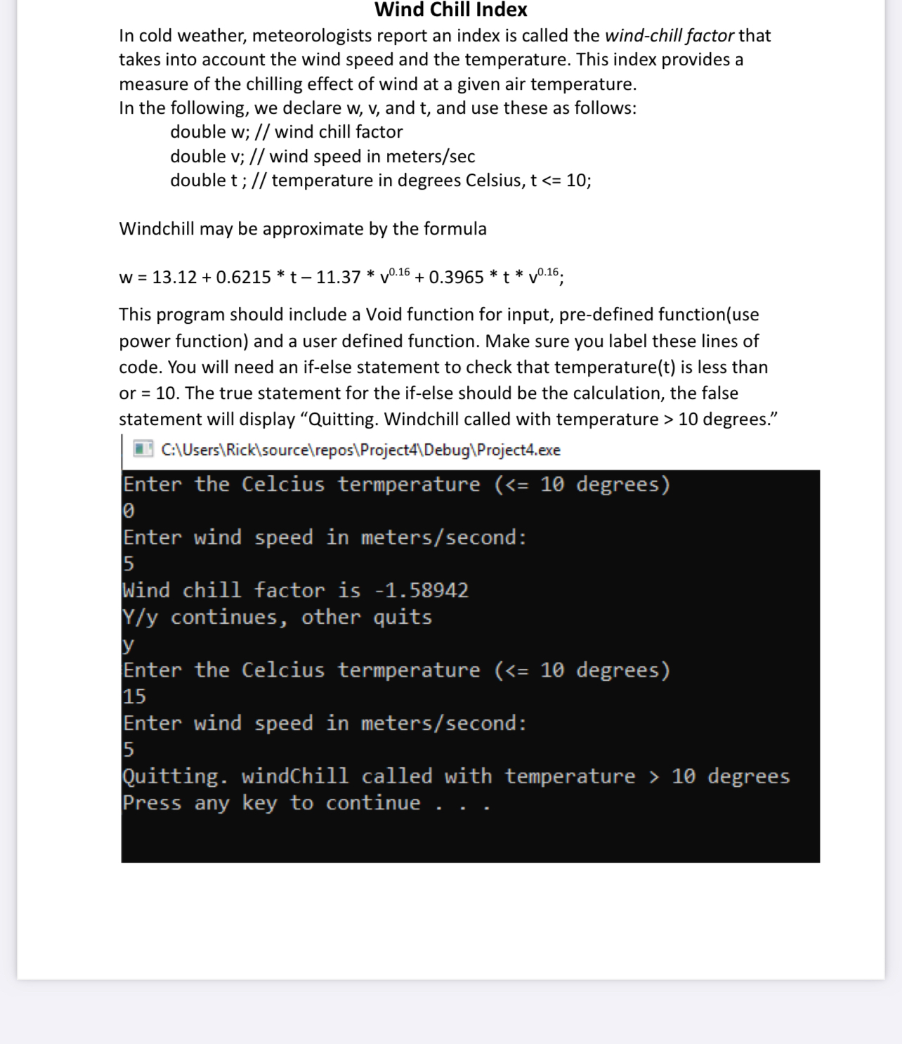 Solved Wind Chill IndexIn cold weather, meteorologists | Chegg.com