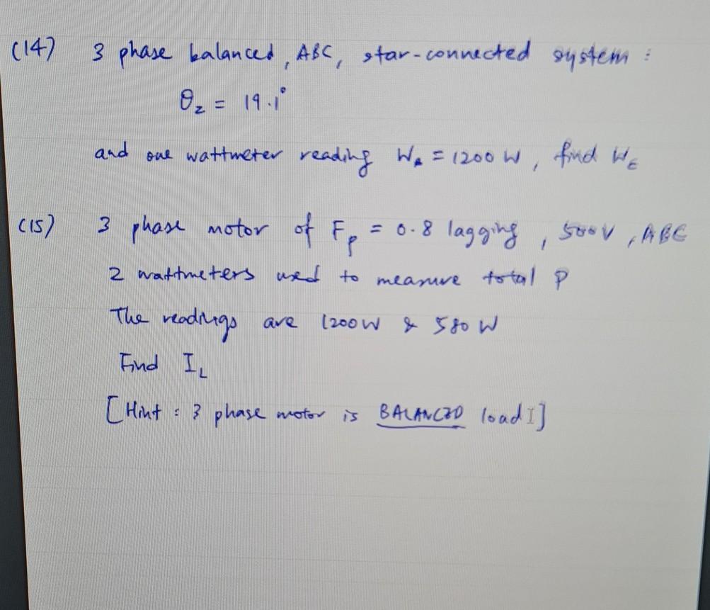 Solved (142 3 phase balanced , ABC, star-connected system : | Chegg.com