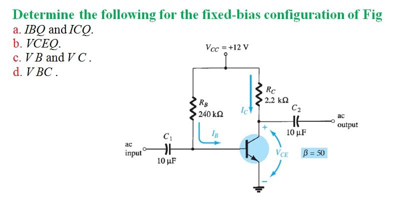 Solved Determine the following for the fixed-bias | Chegg.com