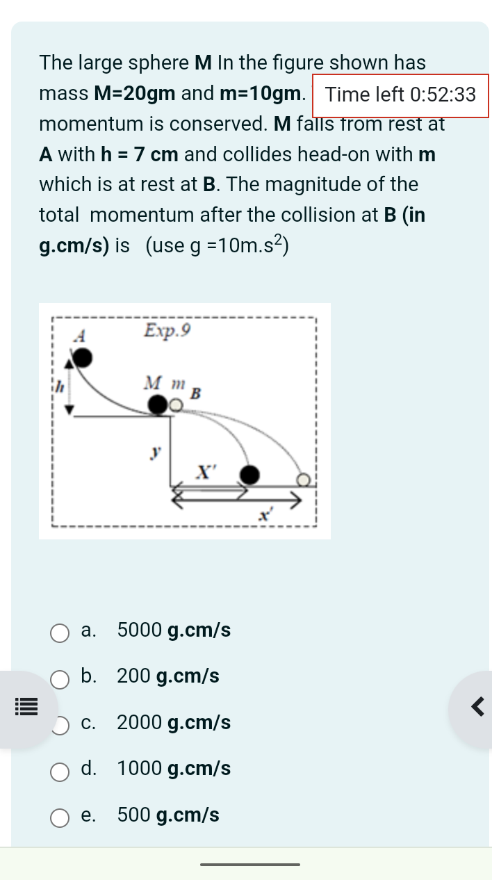 Solved The large sphere M ﻿In the figure shown has mass | Chegg.com