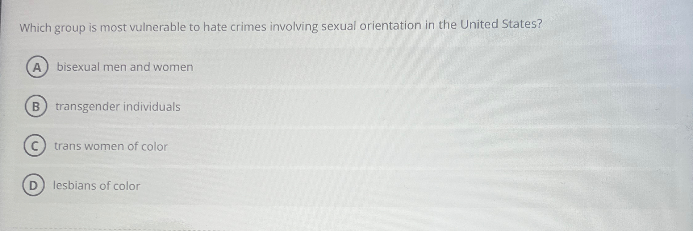 Solved Which group is most vulnerable to hate crimes | Chegg.com
