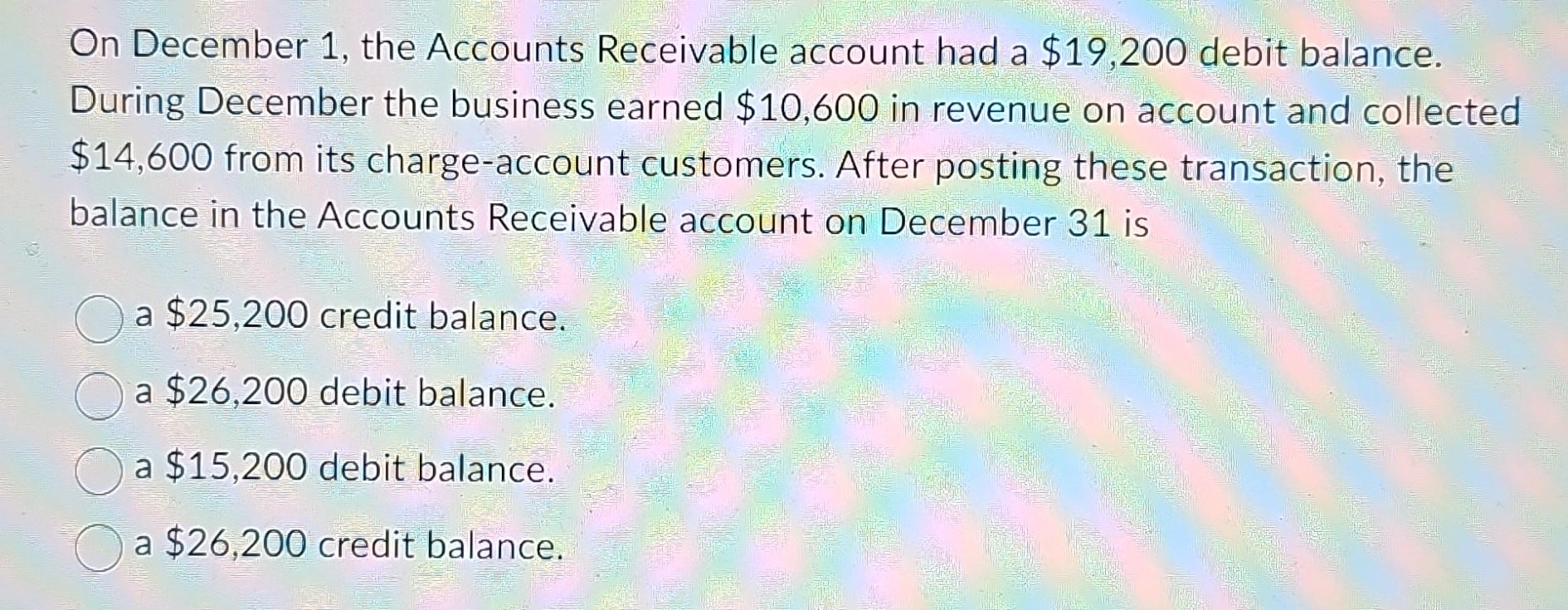 Solved Un December 1, the Accounts Receivable account had a | Chegg.com