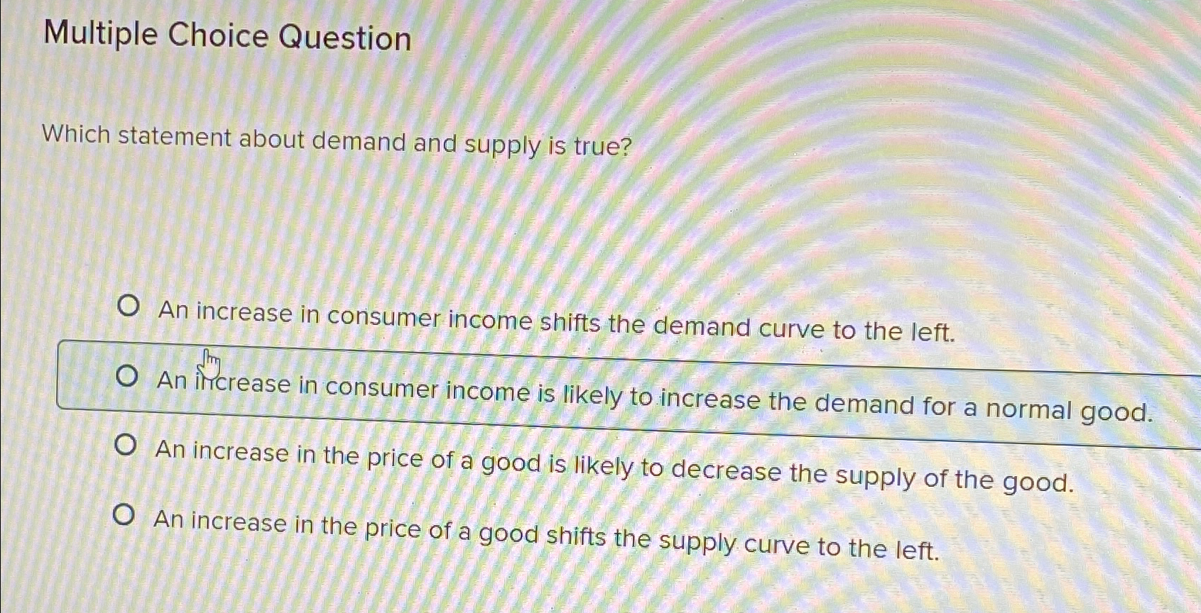 Solved Multiple Choice QuestionWhich statement about demand | Chegg.com