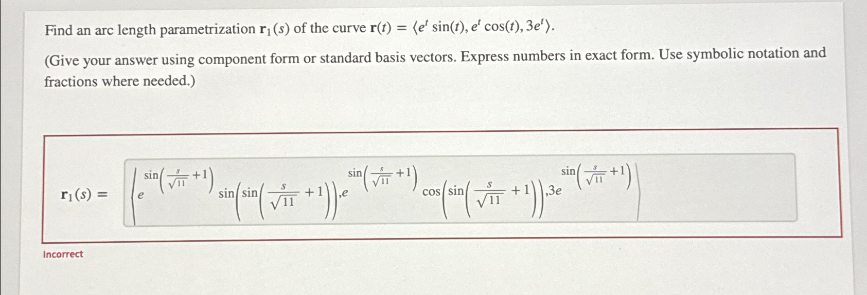 Solved Find an arc length parametrization r1(s) ﻿of the | Chegg.com