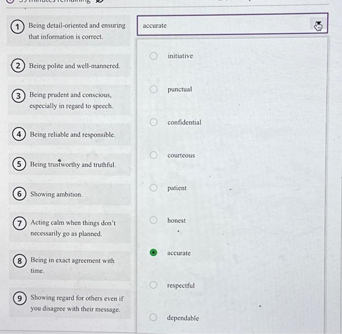 Solved 2) Being polite and well-mannered. 3 4 Being | Chegg.com