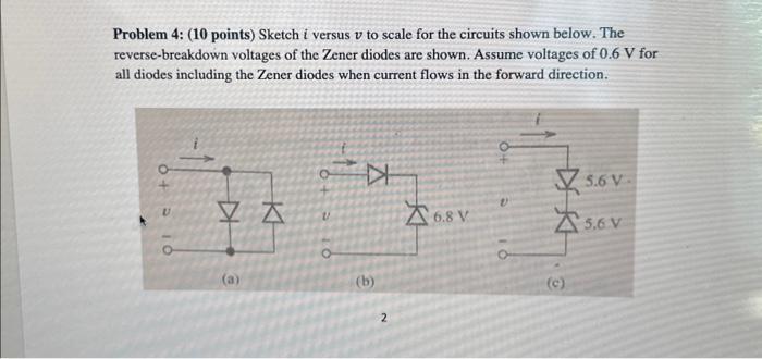 Solved Problem 4: (10 points) Sketch i versus v to scale for | Chegg.com