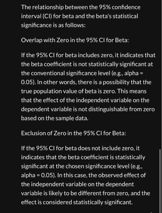 Solved The relationship between the 95% confidence interval | Chegg.com