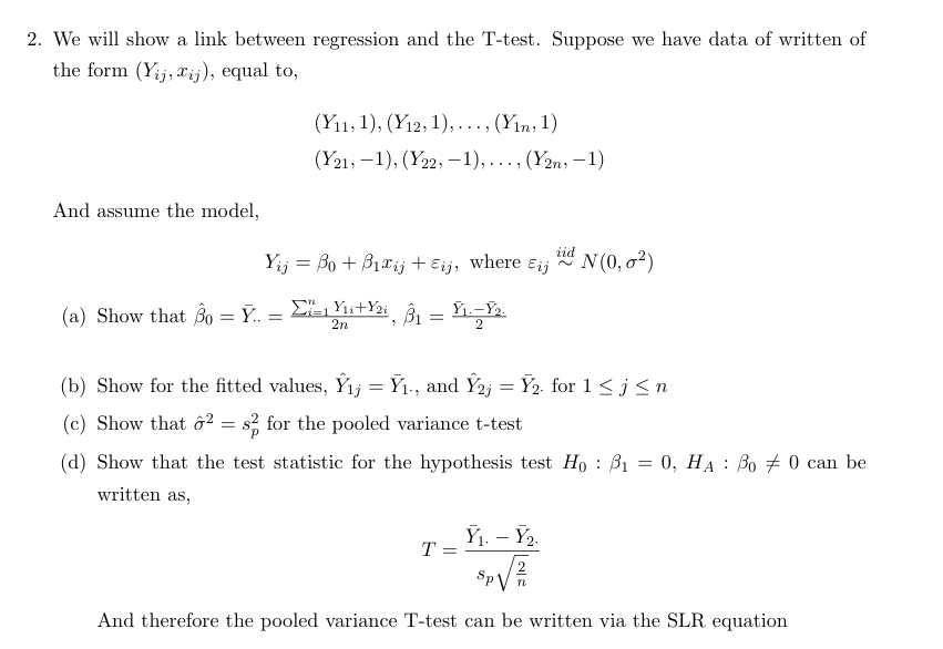 Solved We will show a link between regression and the | Chegg.com