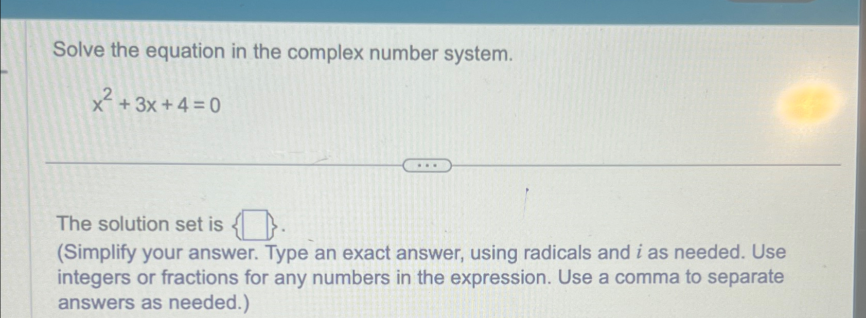 Solved Solve the equation in the complex number | Chegg.com