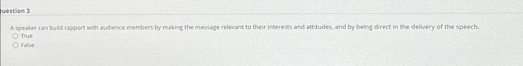 Solved uestion 3A speaker can build rapport with audience | Chegg.com