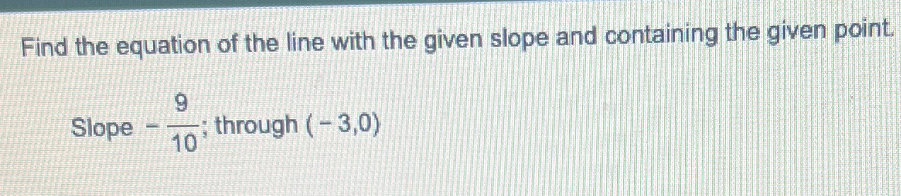 Solved Find the equation of the line with the given slope | Chegg.com