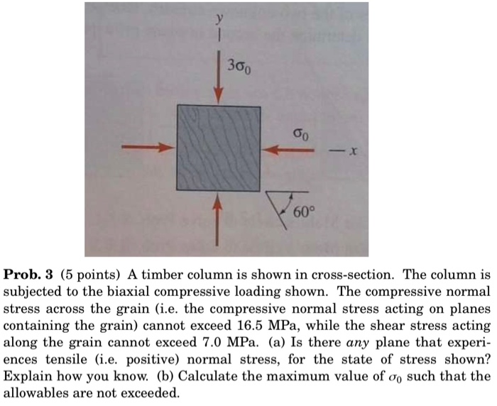 Solved у 300 00 60° Prob. 3 (5 points) A timber column is | Chegg.com