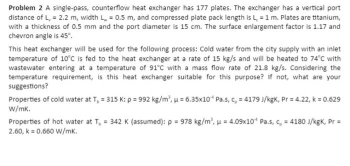 Problem 2 A single-pass, counterflow heat exchanger | Chegg.com