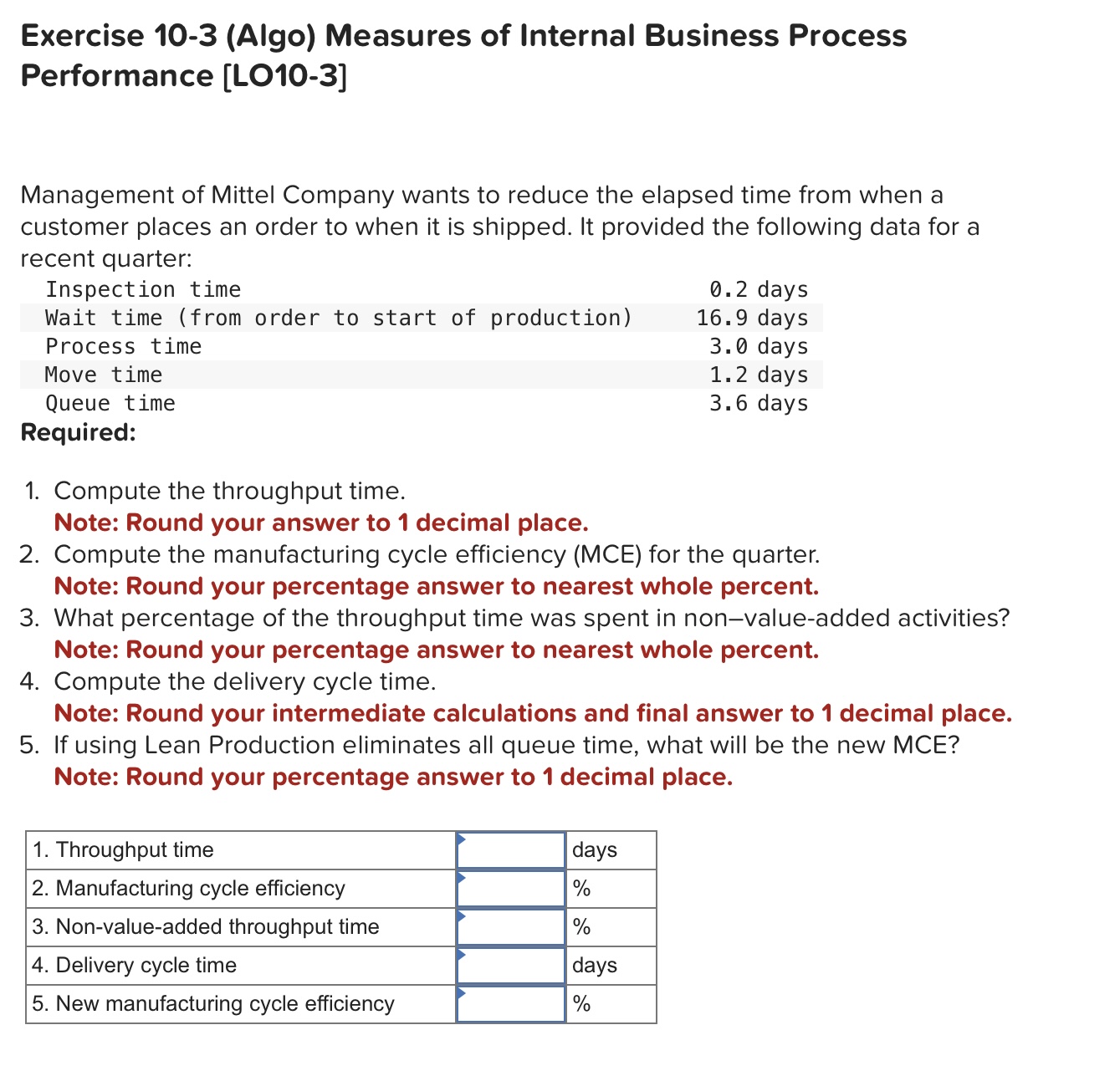Solved Exercise 10-3 (Algo) ﻿Measures of Internal Business | Chegg.com