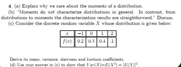 Solved (a) ﻿Explain why we care about the moments of a | Chegg.com