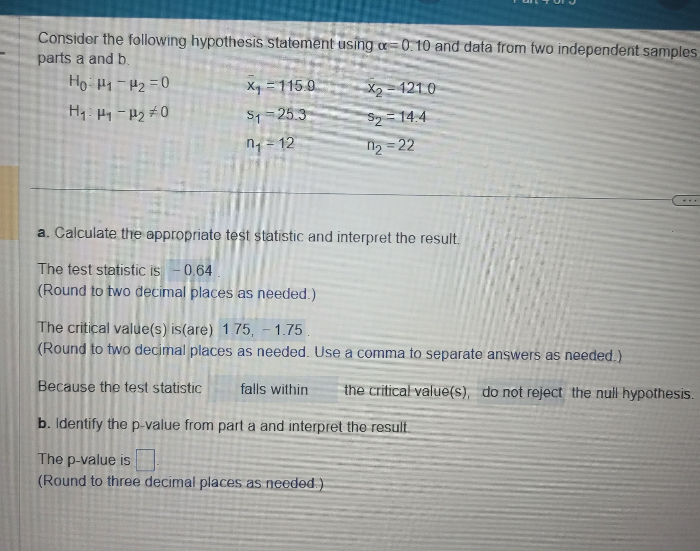 Solved Consider the following hypothesis statement using | Chegg.com