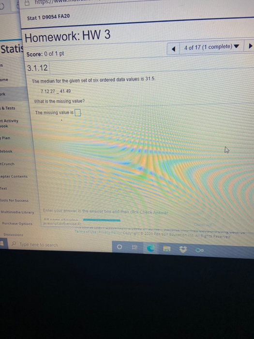 Solved Stat 1 D9054 FA20 Homework: HW 3 Statis Score: 0 of 1 | Chegg.com