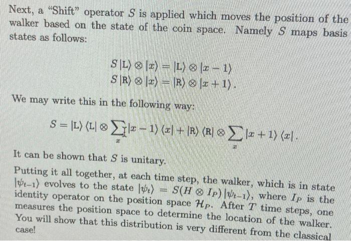 Solved Quantum Random Walks (5 parts). Consider the | Chegg.com