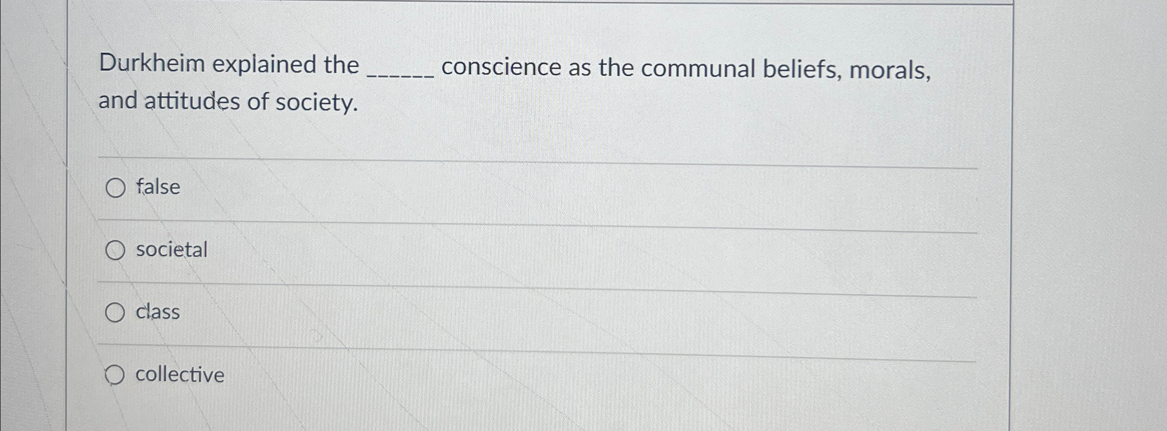 Solved Durkheim explained the q, ﻿conscience as the communal | Chegg.com