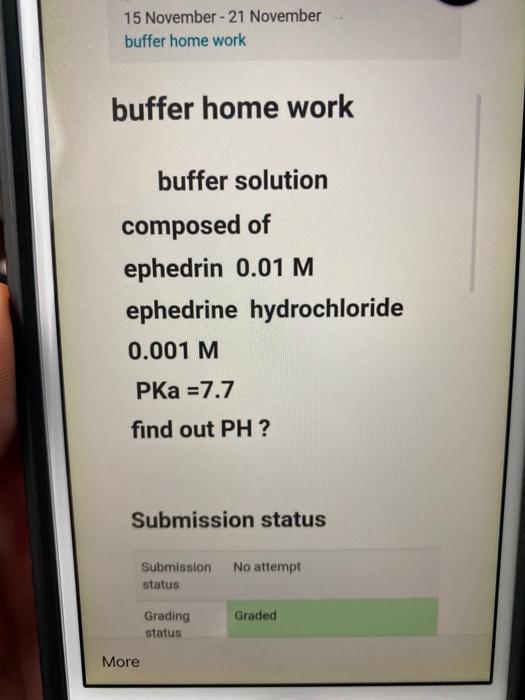 Solved 15 November - 21 November buffer home work buffer | Chegg.com