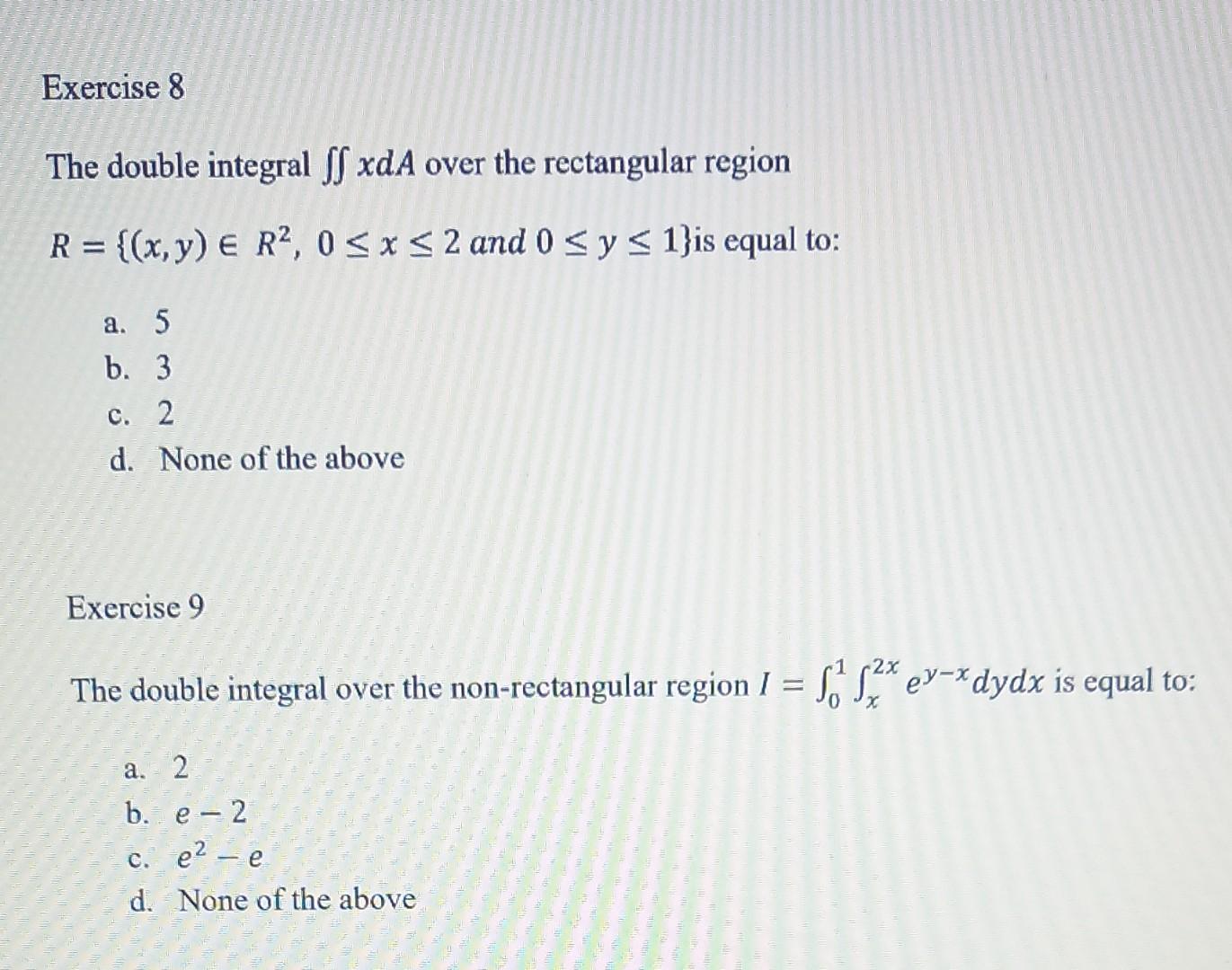 Solved The double integral ∬xdA over the rectangular region | Chegg.com