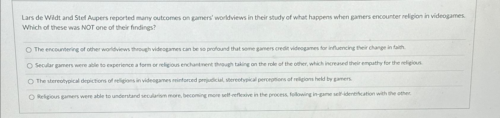 Solved Lars de Wildt and Stef Aupers reported many outcomes | Chegg.com