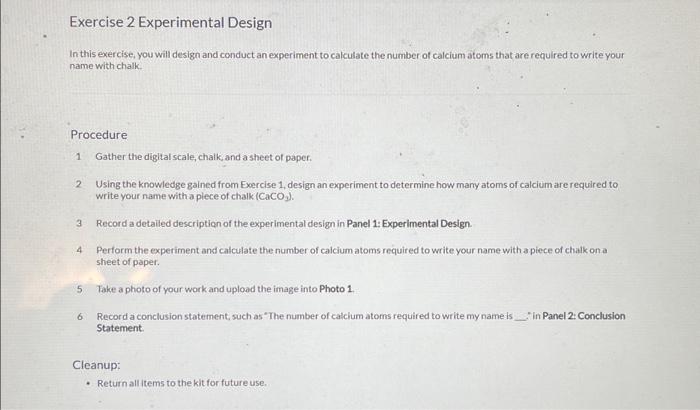 Solved Exercise 2 Experimental Design In this exercise, you | Chegg.com