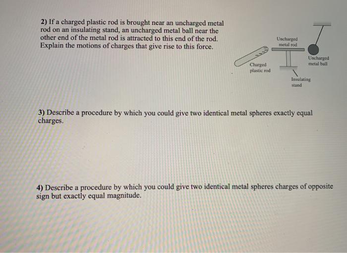 Solved 2) If a charged plastic rod is brought near an | Chegg.com