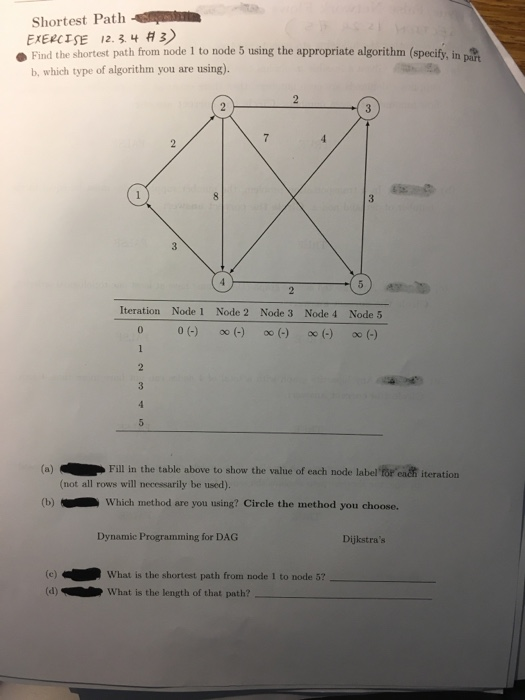 Solved Shortest Path - EXERCISE 12.3.4 #3) Find the shortest | Chegg.com