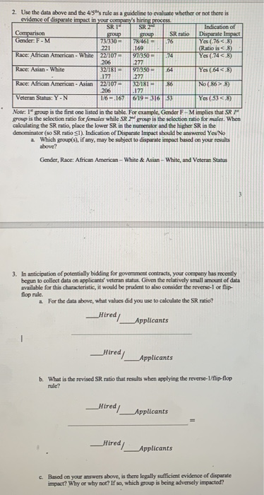 Solved 2. Use the data above and the 4/5's rule as a | Chegg.com