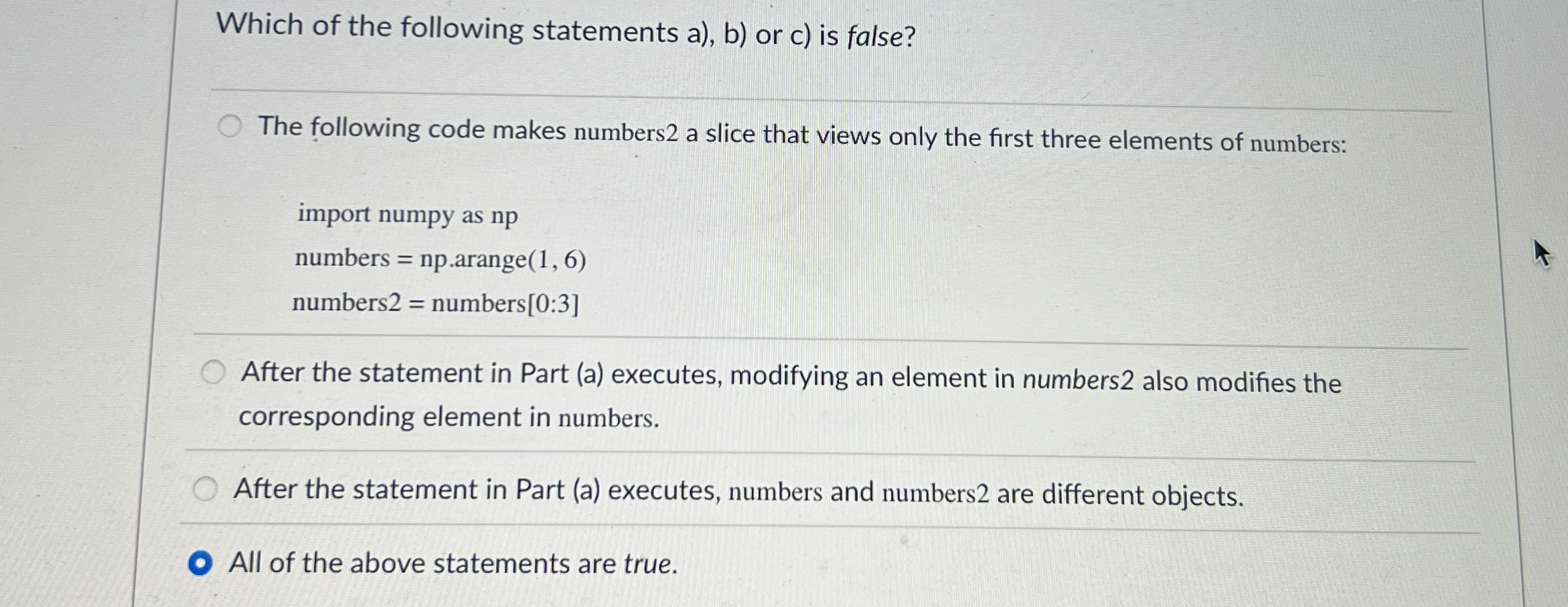 Solved Which of the following statements a), ﻿b) ﻿or c) ﻿is | Chegg.com