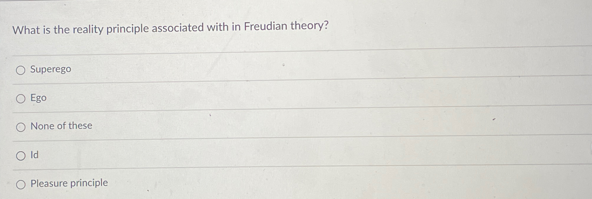 Solved What is the reality principle associated with in | Chegg.com