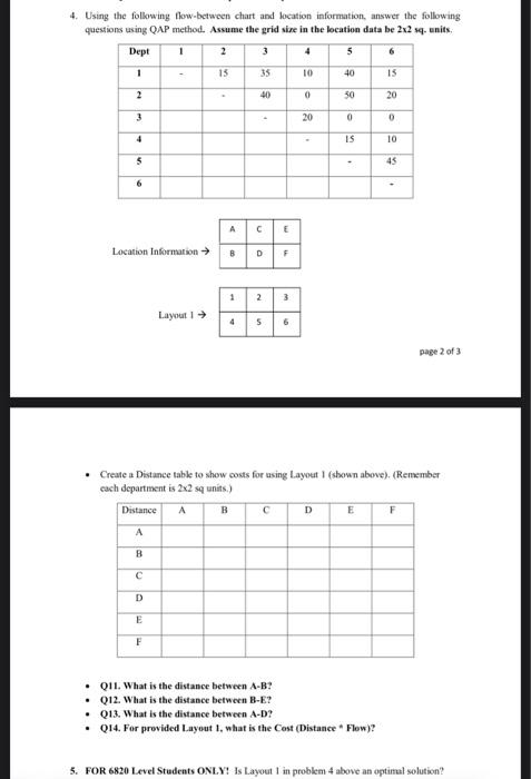 Solved 4. Using the following flow-between chart and | Chegg.com