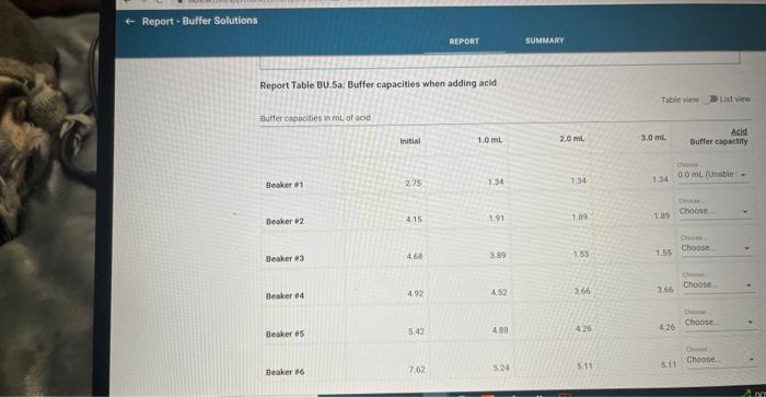 Report Table BU.Sa: Buffer capacities when adding | Chegg.com