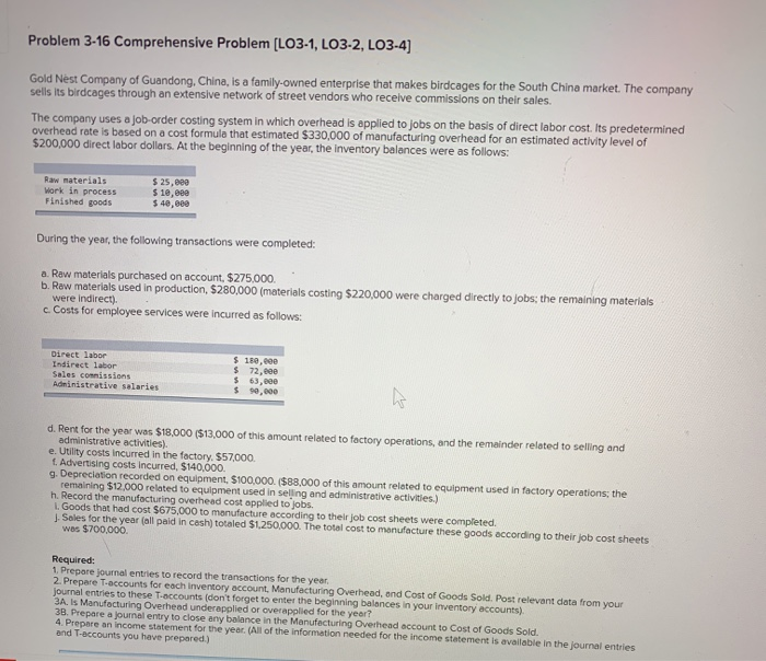 Solved Problem 3-16 Comprehensive Problem (L03-1, LO3-2, | Chegg.com