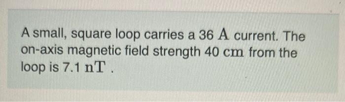 Solved A small, square loop carries a 36 A current. The | Chegg.com